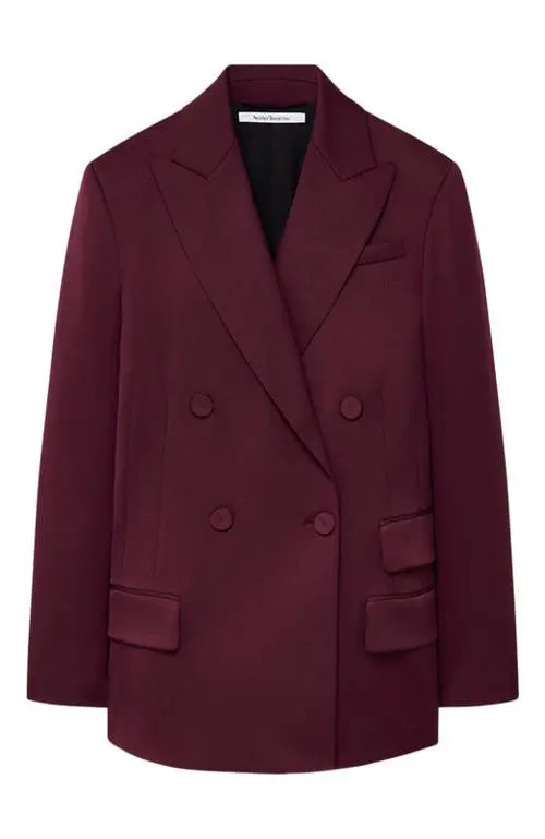 Another Tomorrow Relaxed Double Breasted Jacket - Plum