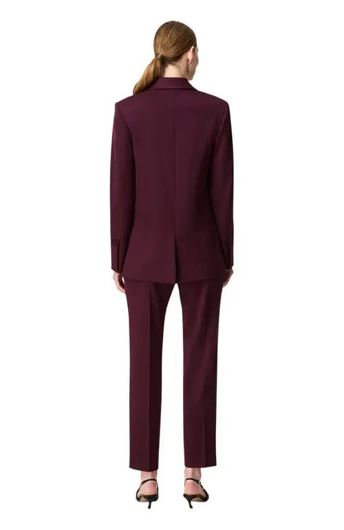 Another Tomorrow Relaxed Double Breasted Jacket - Plum