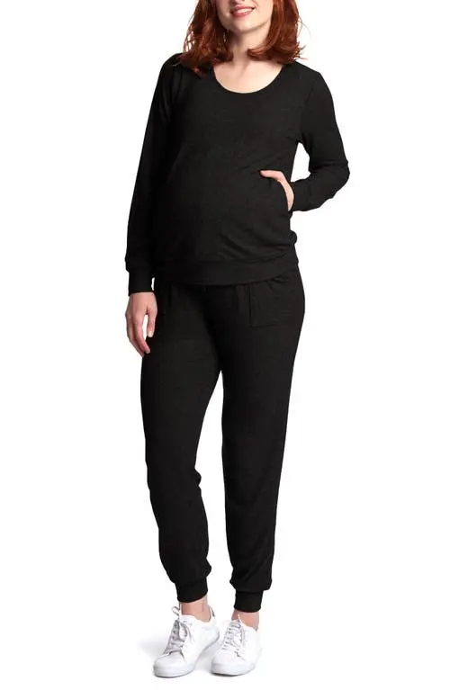 EVERLY GREY Whitney During & After 2-piece Maternity/nursing Top & Pant Set - Black