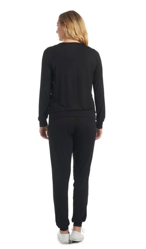 EVERLY GREY Whitney Maternity/nursing Two-piece Top And Pant Set - Black