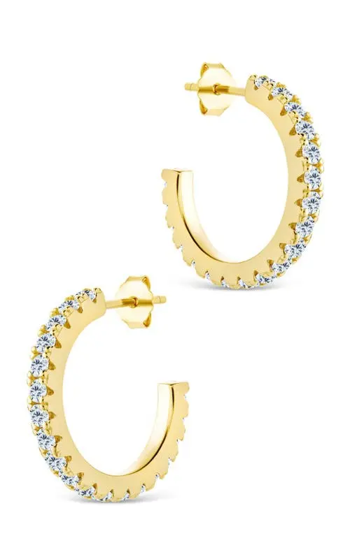 Sterling Forever Cubic Zirconia Pave Hoop Earrings