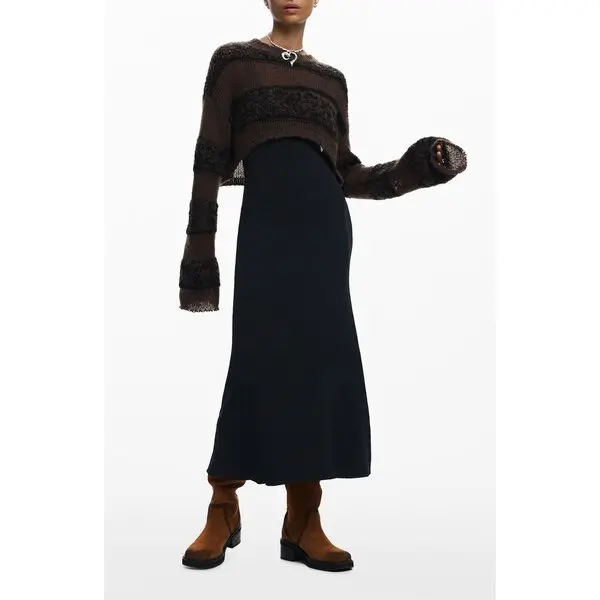 Desigual Crop Sweater & Sleeveless Midi Dress