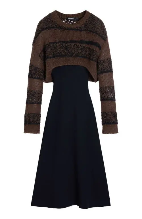 Desigual Crop Sweater & Sleeveless Midi Dress