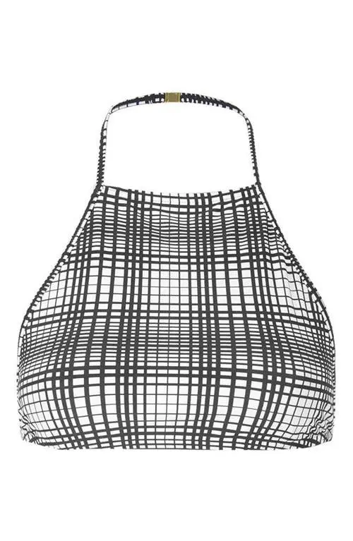 Topshop Check High Neck Bikini Top