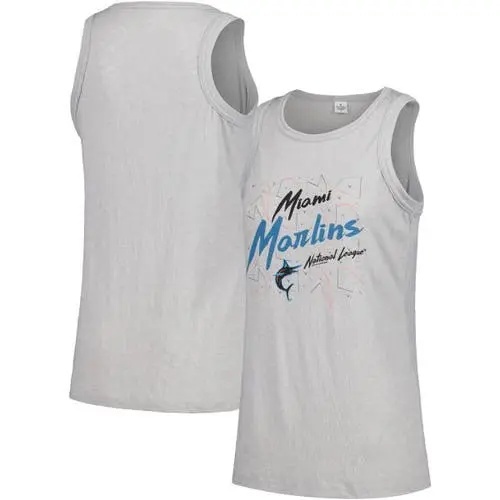 SOFT AS A GRAPE Miami Marlins Gauze High Neck Tank Top - Gray