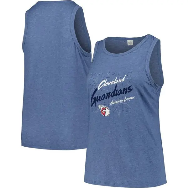 SOFT AS A GRAPE Cleveland Guardians High Neck Tri-blend Tank Top