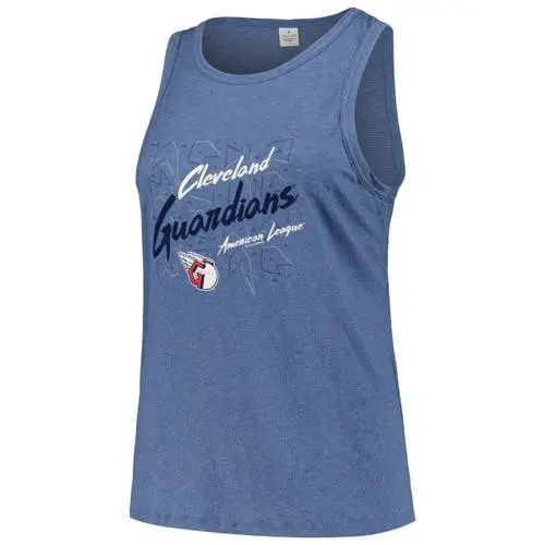 SOFT AS A GRAPE Cleveland Guardians High Neck Tri-blend Tank Top