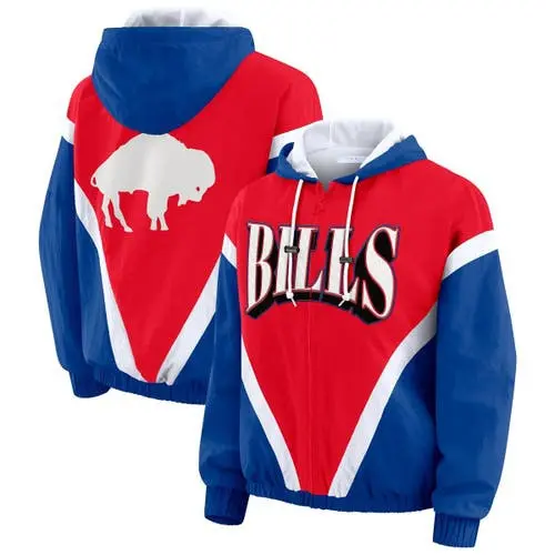 WEAR BY ERIN ANDREWS Royal Buffalo Bills Retro Crinkle Full-zip Windbreaker Jacket - Red