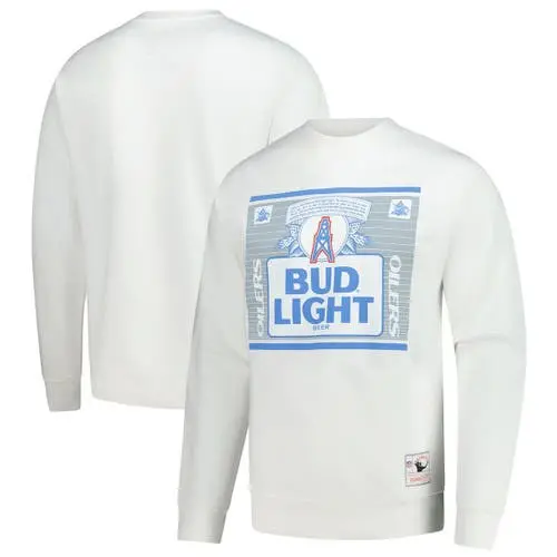 Mitchell & Ness X Bud Light Houston Oilers The Crest Pullover Sweatshirt - White