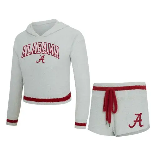 CONCEPTS SPORT Alabama Crimson Tide Whitley Long Sleeve Hoodie Top & Shorts Set - Gray