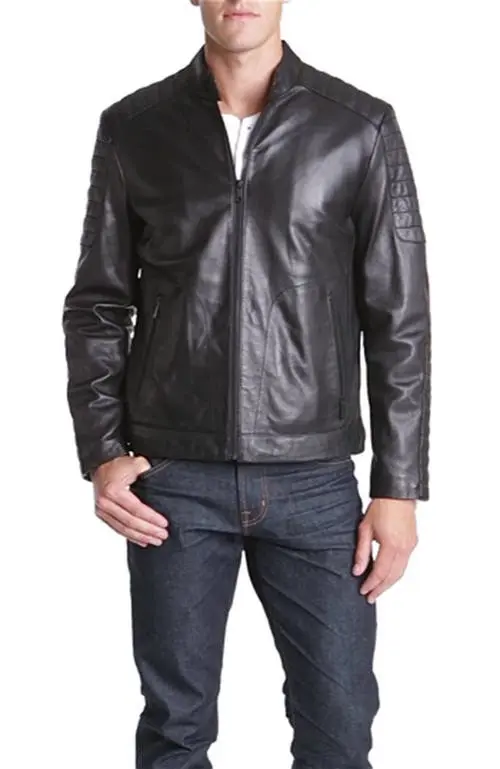 Andrew Marc Landon Leather Moto Jacket