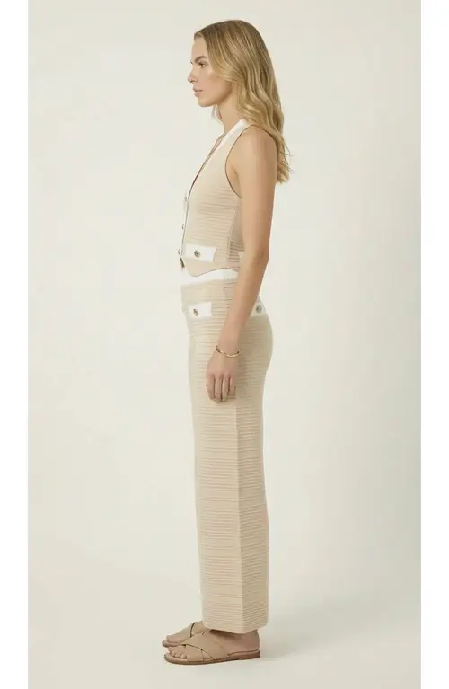 MODENAIRE Ribbed Knit Vest And Wide Leg Pant Set