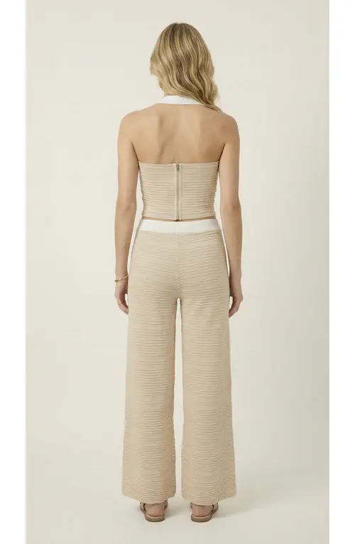 MODENAIRE Ribbed Knit Vest And Wide Leg Pant Set