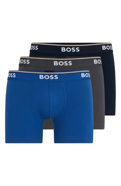 BOSS 3-pack Power Stretch Cotton Boxer Briefs - Blue