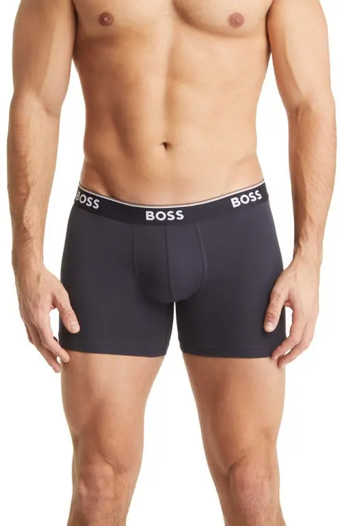 BOSS 3-pack Power Stretch Cotton Boxer Briefs - Deep Blue
