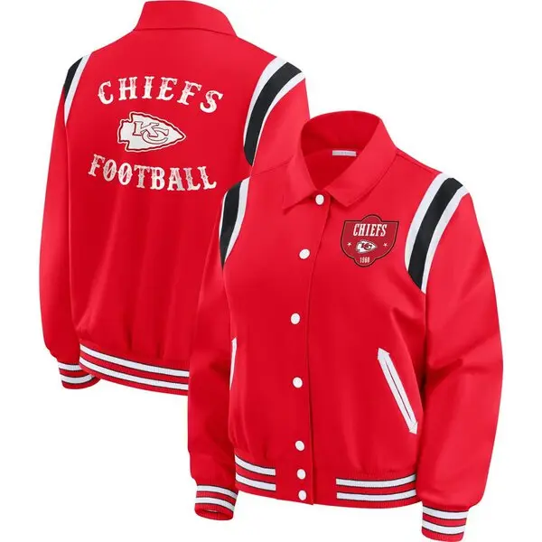 WEAR BY ERIN ANDREWS Kansas City Chiefs Varsity Lightweight Full-snap Jacket - Red
