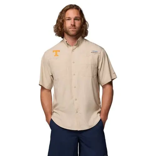 Columbia Tennessee Volunteers Tamiami Omni-shade Button-down Shirt - Tan