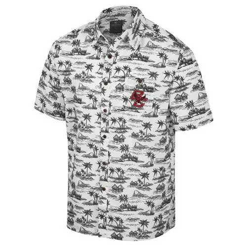 COLOSSEUM Boston College Eagles Spontaneous Is Romantic Camp Button-up Shirt - White
