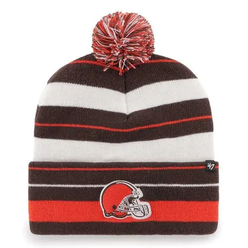 '47 47 Cleveland Browns Powerline Cuffed Knit Hat With Pom - Brown