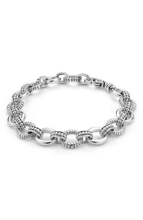 Lagos Signature Caviar Sterling Fluted Oval Link Bracelet