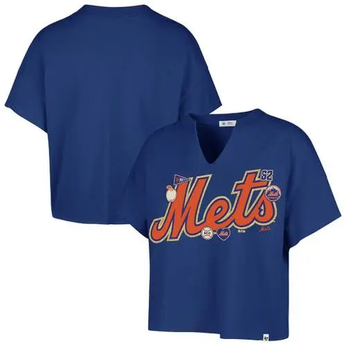 STONEY CLOVER LANE X '47 New York Mets Oversized Notch Neck T-shirt - Royal