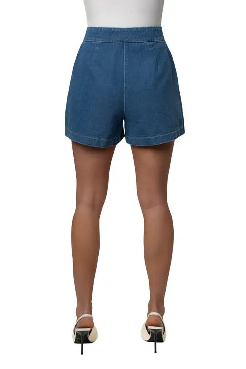 JLUXLABEL High Waisted Wide Leg Denim Shorts - Medium Wash