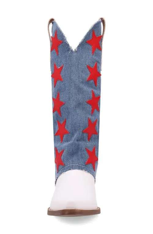 DINGO Glory Days Denim Star Appliqué Western Boots