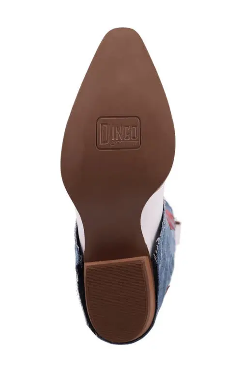 DINGO Glory Days Denim Star Appliqué Western Boots