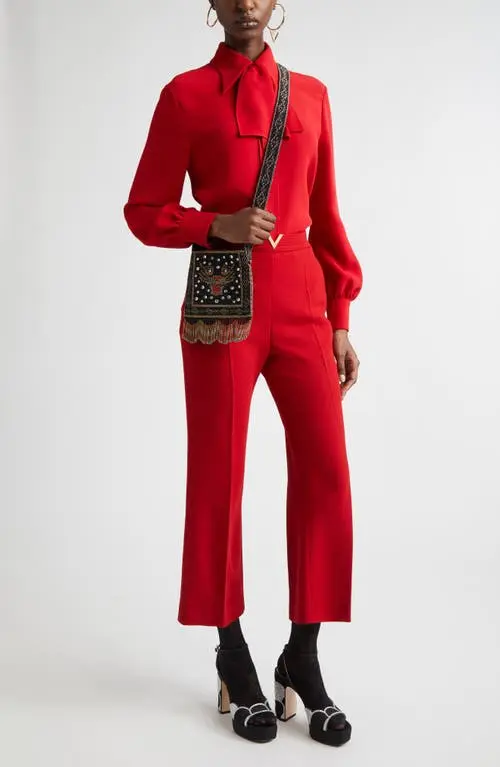 Valentino Garavani Wool Crepe Crop Flare Pants