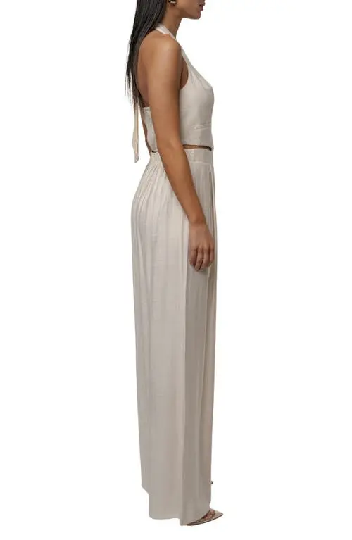 JLUXLABEL Tropical Daze Halter Top & Wide Leg Pant Set - Cream