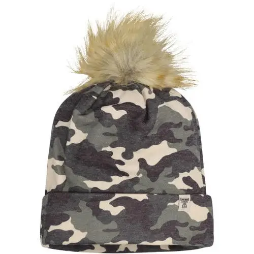 Top Of The World Texas Tech Red Raiders Operation Hat Trick Woven Cuffed Knit Hat With Pom - Camo
