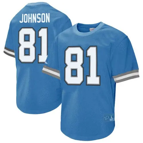 Mitchell & Ness Calvin Johnson Detroit Lions Retired Player Name & Number Mesh Top - Blue