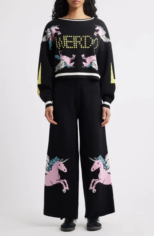 DRESSED IN LALA Weirdos Unite Pegasus Jacquard Sweater & Wide Leg Pants Set