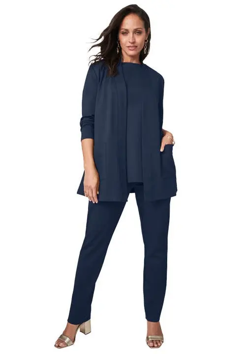JESSICA LONDON 3-piece Ponte Pant Set - Navy