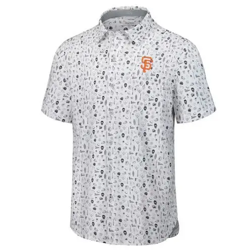 Tommy Bahama San Francisco Giants Nova Wave Riptide Rally Camp Button-up Short Sleeve Shirt - Gray