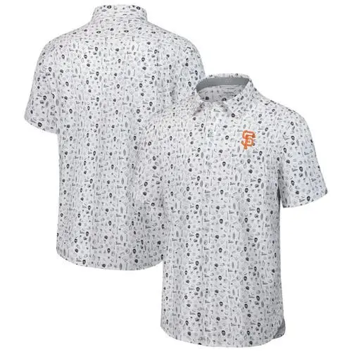 Tommy Bahama San Francisco Giants Nova Wave Riptide Rally Camp Button-up Short Sleeve Shirt - Gray