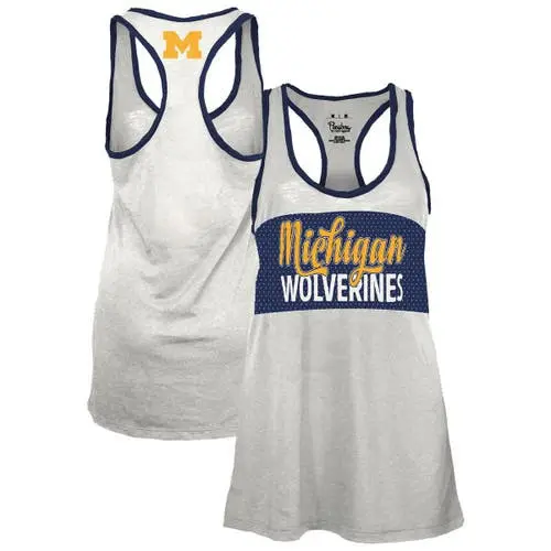 PRESSBOX Michigan Wolverines Tracy Racerback Burnout Tank Top