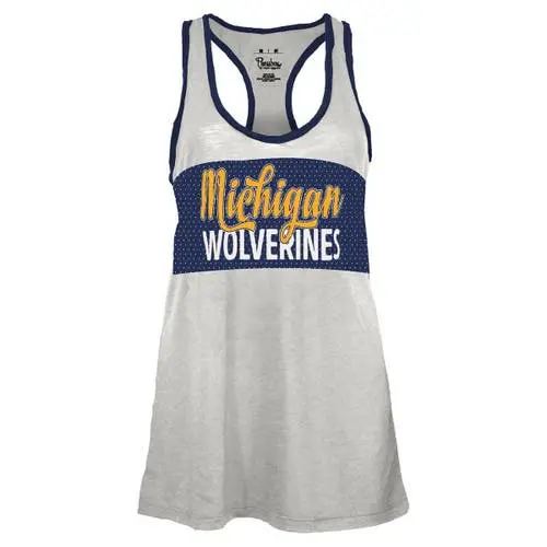 PRESSBOX Michigan Wolverines Tracy Racerback Burnout Tank Top