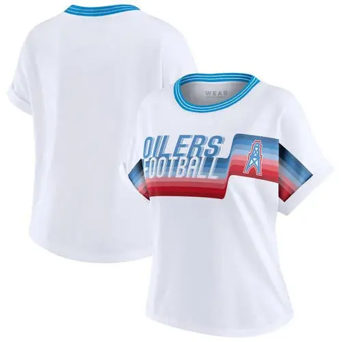 WEAR BY ERIN ANDREWS Houston Oilers Cropped Dolman T-shirt - White