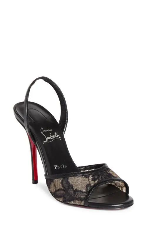 CHRISTIAN LOUBOUTIN Miss Z Lace Slingback Sandal - Black/black