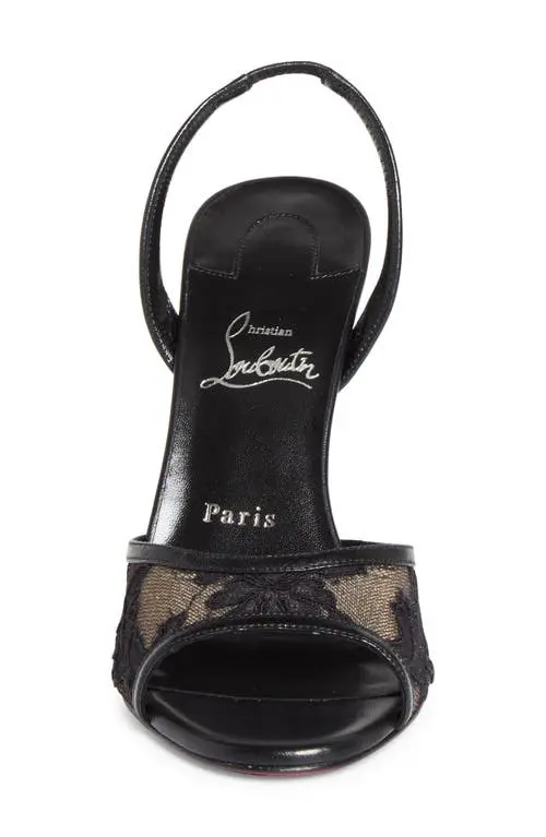 CHRISTIAN LOUBOUTIN Miss Z Lace Slingback Stiletto Sandals