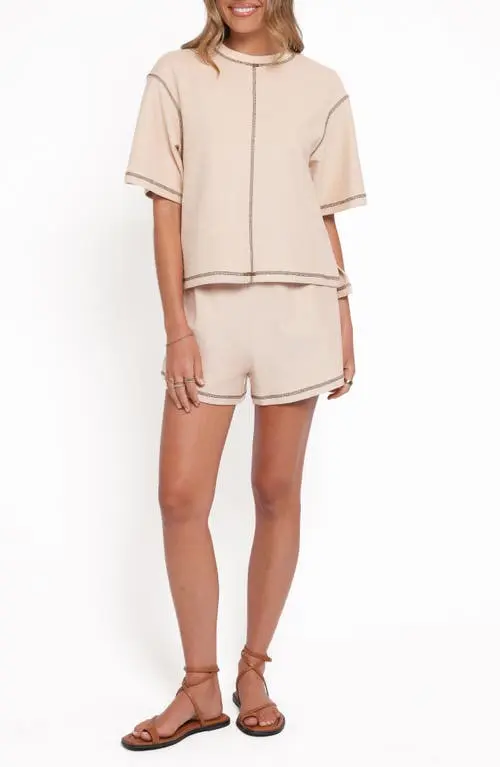 PETAL & PUP Melody Knit T-shirt & Shorts Set - Oat