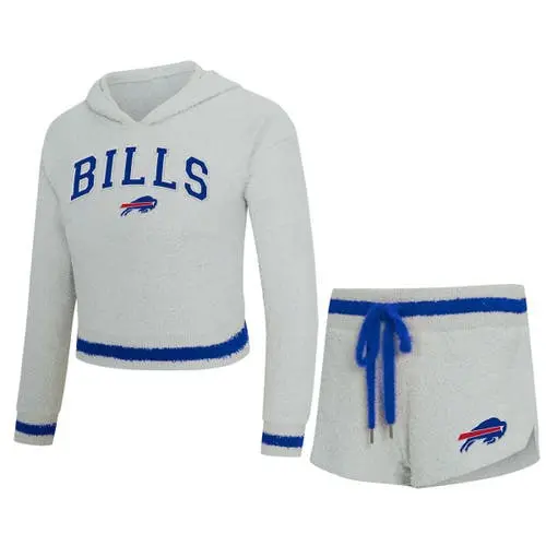 CONCEPTS SPORT Buffalo Bills Whitley Long Sleeve Hoodie Top And Shorts Set - Gray