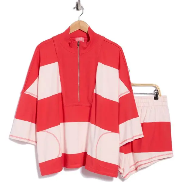 Free People Rugby Stripe Half-zip Top & Shorts Set