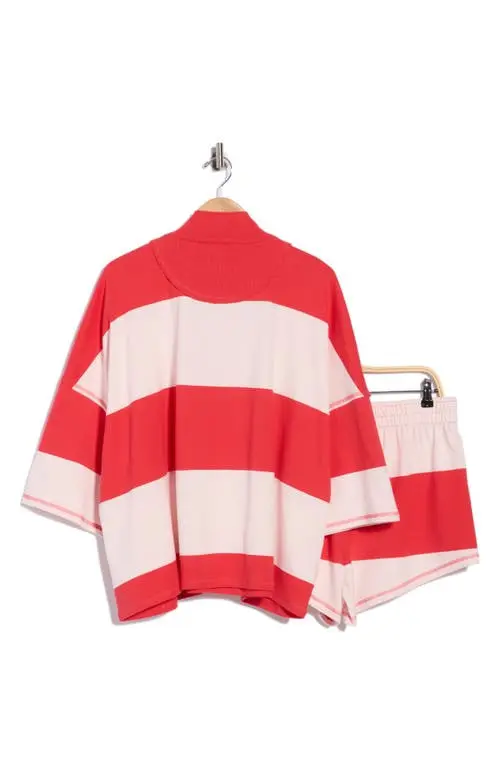 Free People Rugby Stripe Half-zip Top & Shorts Set