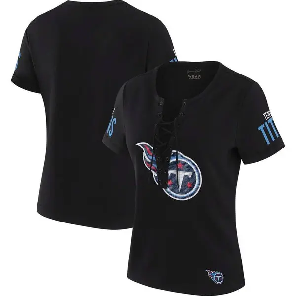 WEAR BY ERIN ANDREWS X Gracie Hunt Tennessee Titans Embellished Lace-up T-shirt - Black