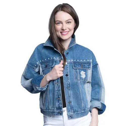 G-III SPORTS BY CARL BANKS Seattle Kraken Buzzer Beater Button-up Denim Jacket - Light Blue
