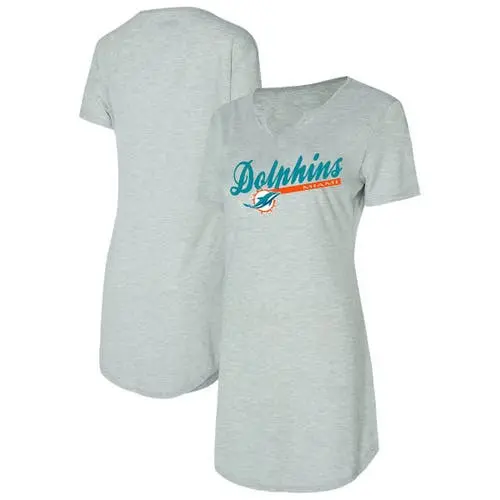 CONCEPTS SPORT Miami Dolphins Petition Knit Nightshirt - Gray