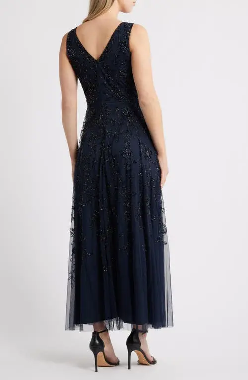 Pisarro Nights Beaded Mesh Gown With Jacket