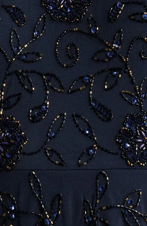 Pisarro Nights Beaded Mesh Gown With Jacket
